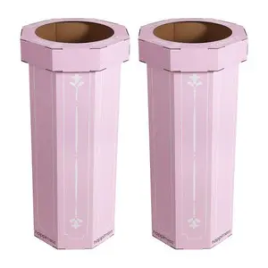 HAPPIMESS Fleur 25-gallon Classic Disposable Corrugated Cardboard Event Trash Can And Recycling Bin - Bridal Pink
