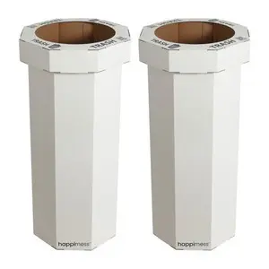 HAPPIMESS Fleur 25-gallon Classic Disposable Corrugated Cardboard Event Trash Can And Recycling Bin - Limestone Beige