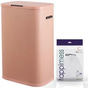 HAPPIMESS Tammi Kitchen 14.5-gallon Slim Metal Push Button Trash Can - Flamingo Pink