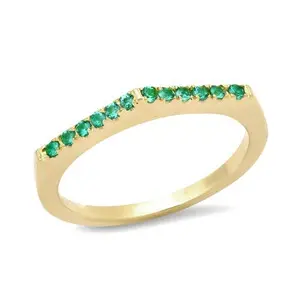 ELLIOT YOUNG 14k Stackable Pave Point Ring - Green