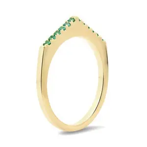 ELLIOT YOUNG 14k Stackable Pave Point Ring - Green