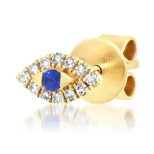 ELLIOT YOUNG Single Evil Eye Stud Earring With Sapphire And Diamonds - Blue