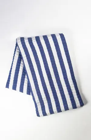 ARCHIVE NEW YORK Quilted Sujani Striped Throw Blanket - Blue