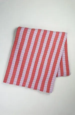ARCHIVE NEW YORK Quilted Sujani Striped Throw Blanket - Red