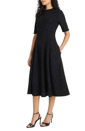Maggy London Metallic Fit & Flare Midi Dress