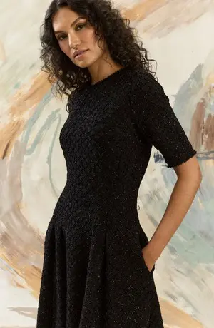 Maggy London Metallic Fit & Flare Midi Dress
