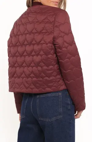 PETAL & PUP Genevieve Heart Quilted Bomber Jacket