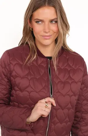PETAL & PUP Genevieve Heart Quilted Bomber Jacket