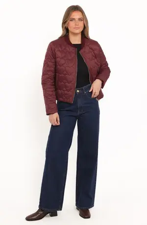 PETAL & PUP Genevieve Heart Quilted Bomber Jacket