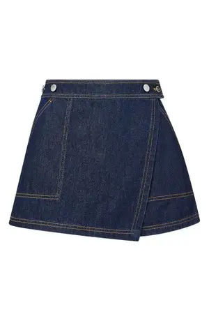 Veronica Beard Winslet Wrap Denim Skort