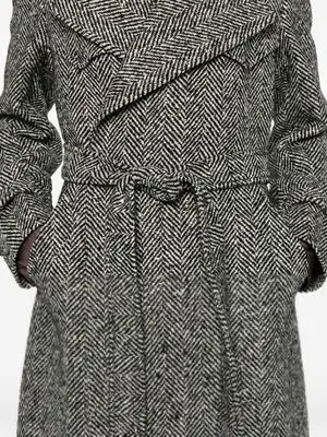Tagliatore Herringbone-pattern Belted Coat