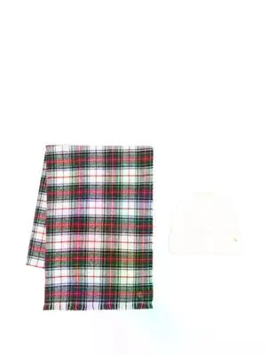 Ralph Lauren Tartan Scarf And Hat Set - White