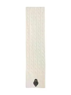 Ralph Lauren Logo-patch Cable-knit Scarf Neutrals
