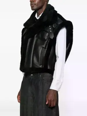 FENG CHEN WANG Shearling Trim Leather Jacket