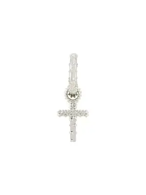 KASUN LONDON Cross Hoop Earring - Silver