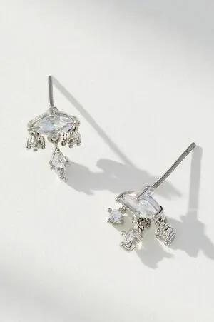 Anthropologie Crystal Marquis Earrings - Silver