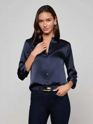 L'Agence Dani Silk Blouse Top
