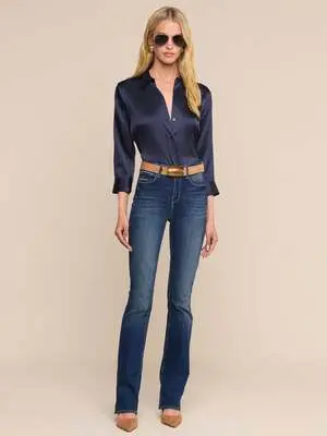 L'Agence Dani Silk Blouse Top - Midnight