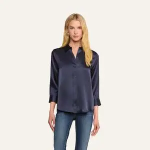 L'Agence Dani Silk Blouse Top - Midnight
