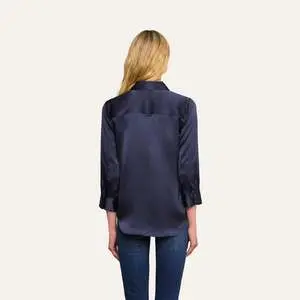L'Agence Dani Silk Blouse Top - Midnight