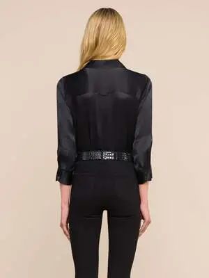 L'Agence Dani Silk Button-down Blouse - Black