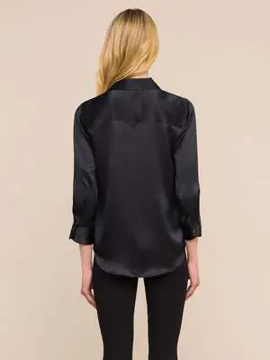 L'Agence Dani Silk Button-down Blouse - Black