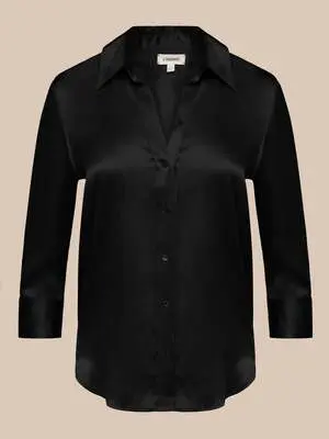 L'Agence Dani Silk Button-down Blouse - Black