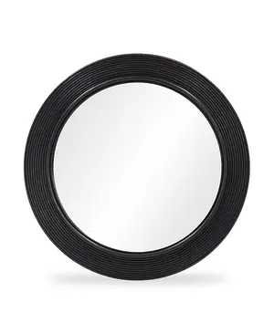 TOV FURNITURE Tanya Rattan Round Wall Mirror - Black