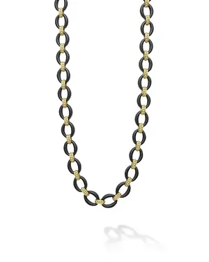 Lagos 18k Gold And Ceramic Link Necklace - Black/gold