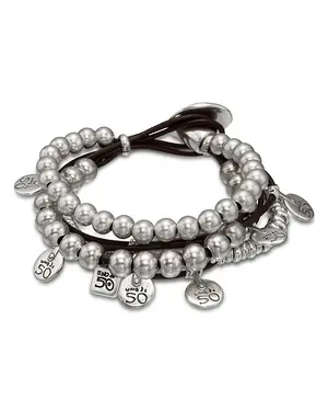 UNODE50 Bond Wrap Bracelet With Sterling -plated Metal And Leather