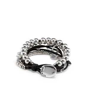 UNODE50 Bond Wrap Bracelet With Sterling -plated Metal And Leather