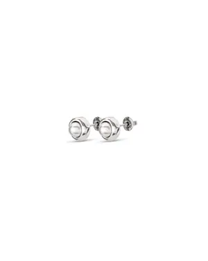 UNODE50 Sterling Plated Pearl Stud Earrings