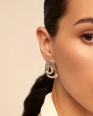 UNODE50 Interlocked Link Earrings - Silver