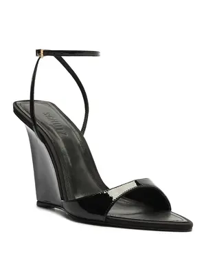 Schutz Elodie Wedge Sandals - Black Suede