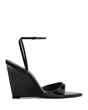 Schutz Elodie Wedge Sandals - Black Suede