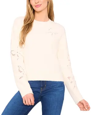 CECE DUPRAZ Lace Bow Sweater - Buttercream