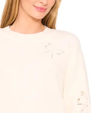CECE DUPRAZ Lace Bow Sweater - Buttercream