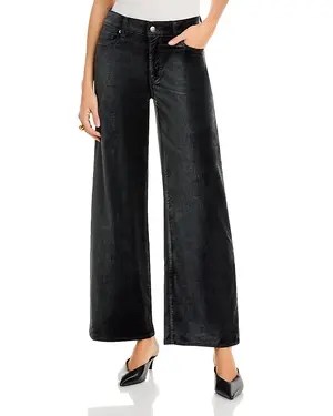 FRAME Le Slim Palazzo High-rise Velveteen Jeans - Deep Hemlock
