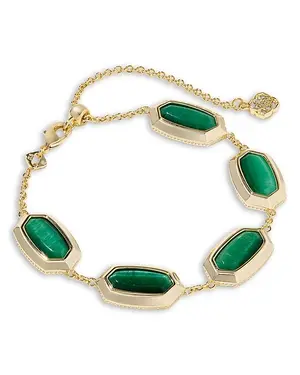 Kendra Scott Elaina Stone Bezel Chain Bracelet - Gold/green