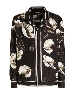 Dolce & Gabbana Long Sleeve Bordered Silk Shirt