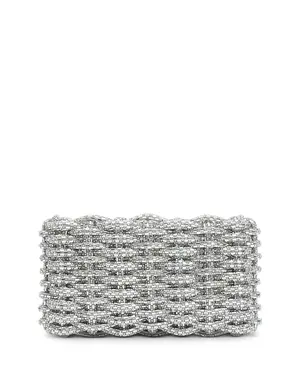 Simkhai Morgan Woven Beaded Clutch - Silver