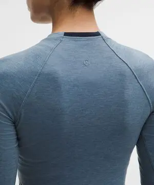 Lululemon Merino Wool-blend Crewneck Base Layer - Steel Blue/true Navy