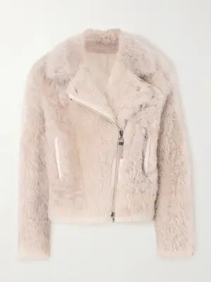 Brunello Cucinelli Leather-trimmed Shearling Jacket - Neutrals