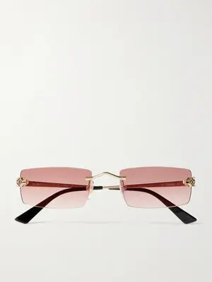 Cartier Panthère Classic Rimless Rectangle-frame Sunglasses - Gold