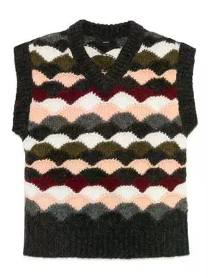 Alanui Chevron Knitted Vest - Green