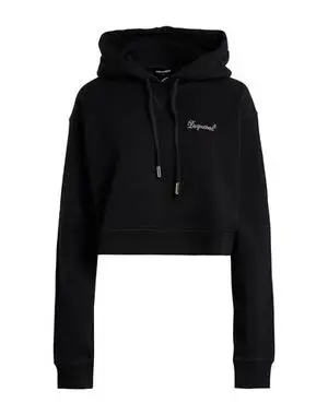 Dsquared2 Cropped Cotton Hoodie With Crystal Embellishments - Black
