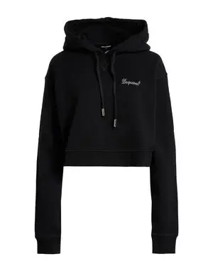 Dsquared2 Cropped Cotton Hoodie With Crystal Embellishments - Black