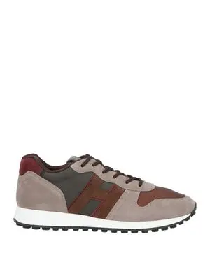 Hogan Low-top Sneakers In Suede And Textile Fibers - Brown