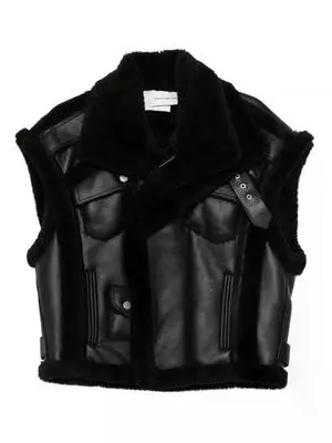 FENG CHEN WANG Shearling-trim Leather Jacket