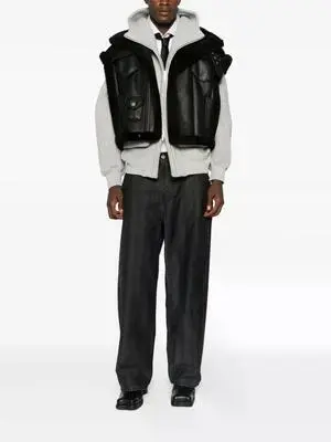 FENG CHEN WANG Shearling-trim Leather Jacket